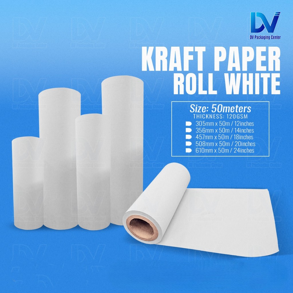White Kraft Paper Roll - 50m (120gsm) | Shopee Philippines
