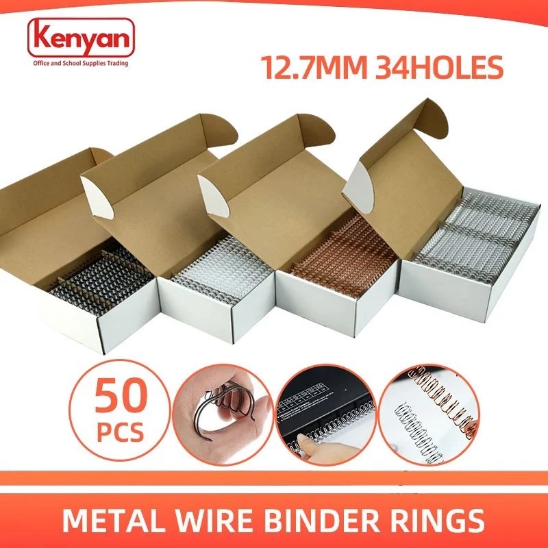 Officom Metal Wire Binder Rings 50pcs Silver, Rose Gold Black, White 12 ...