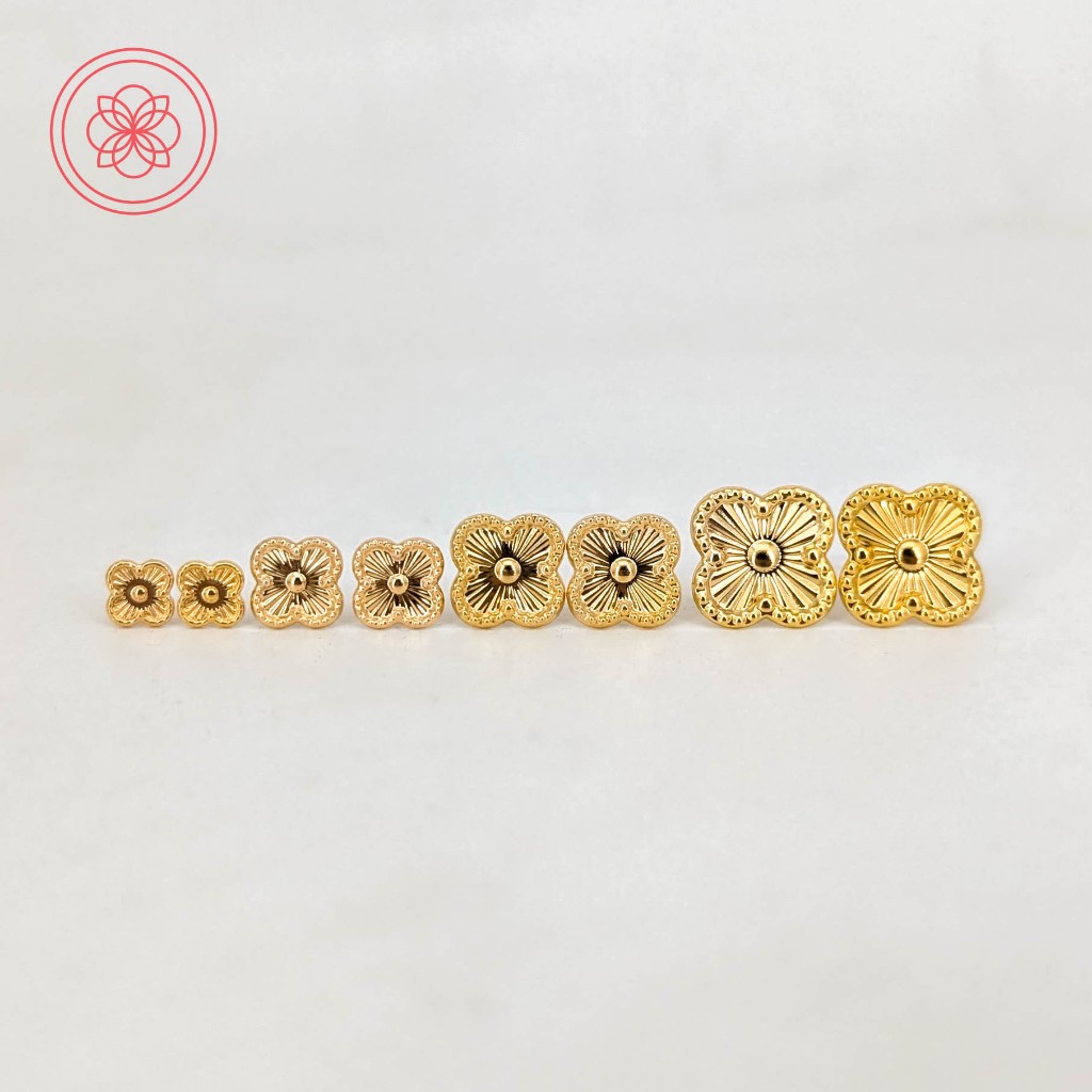 COD PAWNABLE 18k SAUDI GOLD Earrings Luxury Designer Clover Stud ...