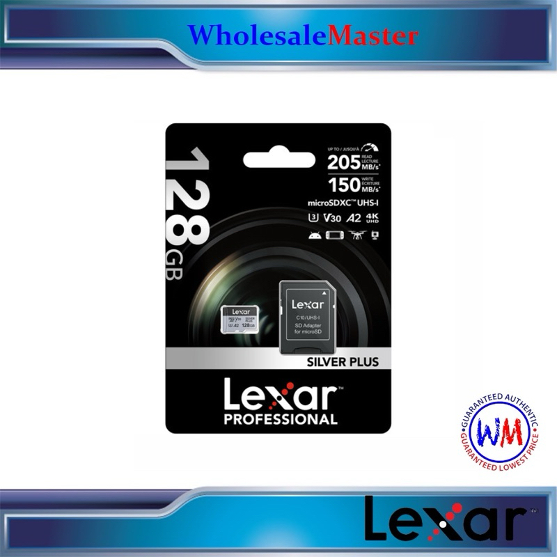 Lexar Professioal128GB Silver / Silver Plus A2 micro SD SDXC SD Adapter ...