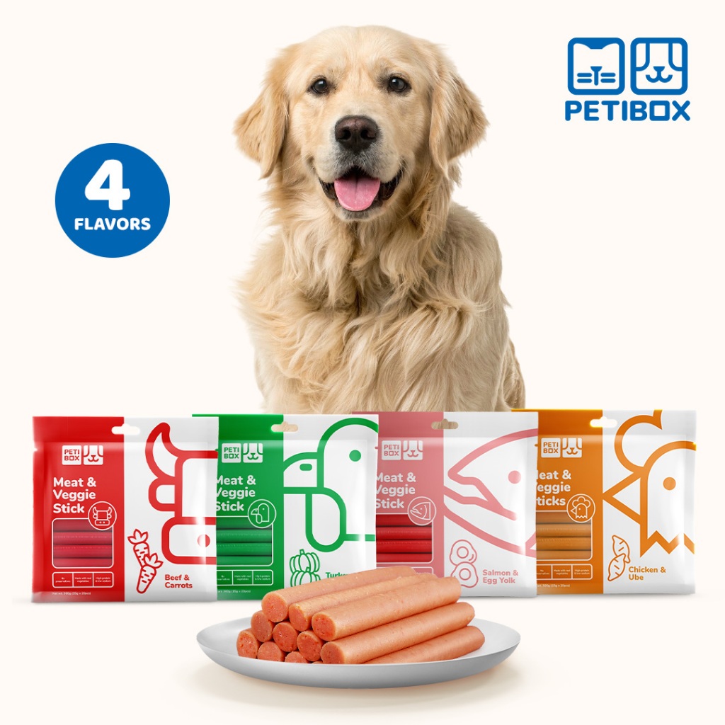 Petibox Dog Sausage Meat & Veggie Stick 20pcs Natural with Real Meat ...