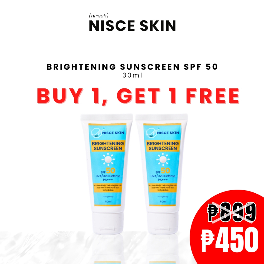 BUY 1, TAKE 1 NISCE SKIN Brightening Sunscreen SPF50 50ml | Shopee ...