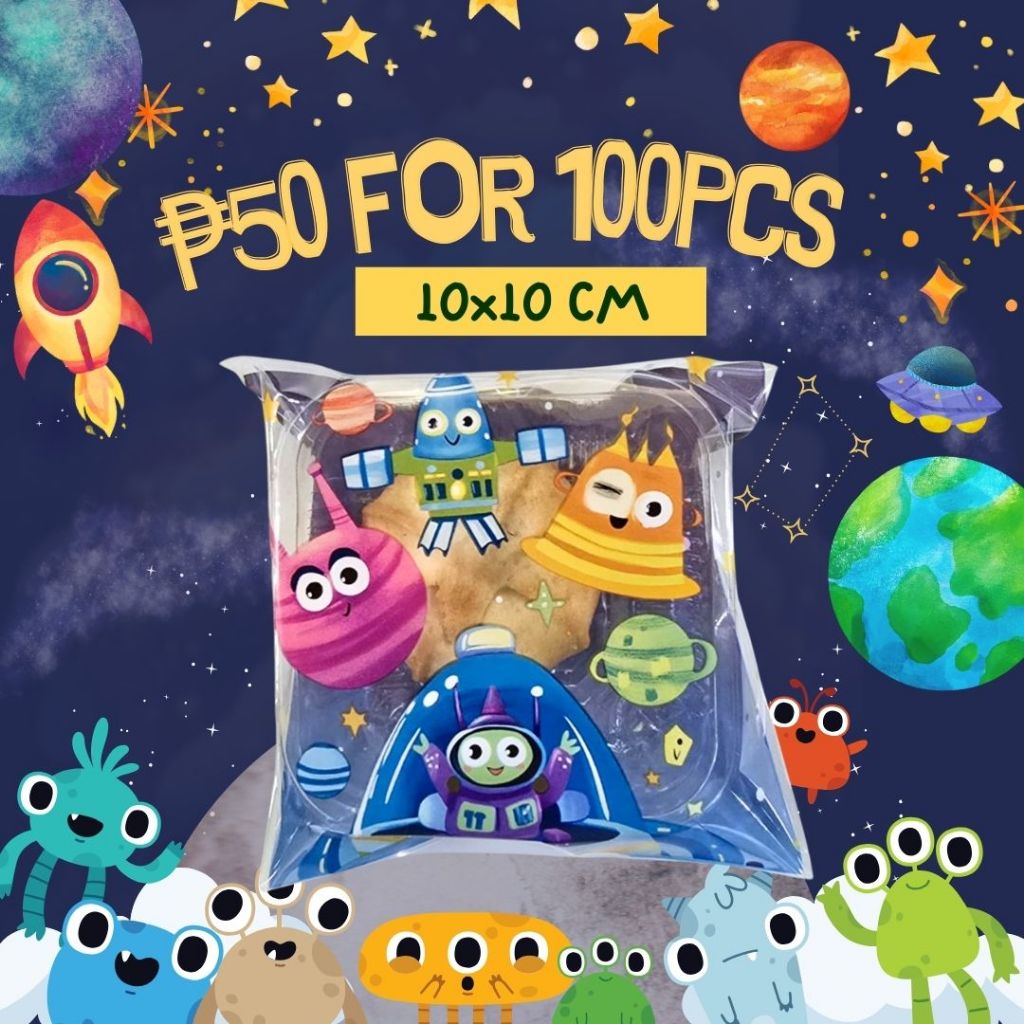 FP3125 (100PCS) 10x10 cm Alien Outer Space Cookie Bag Candy Cookie ...