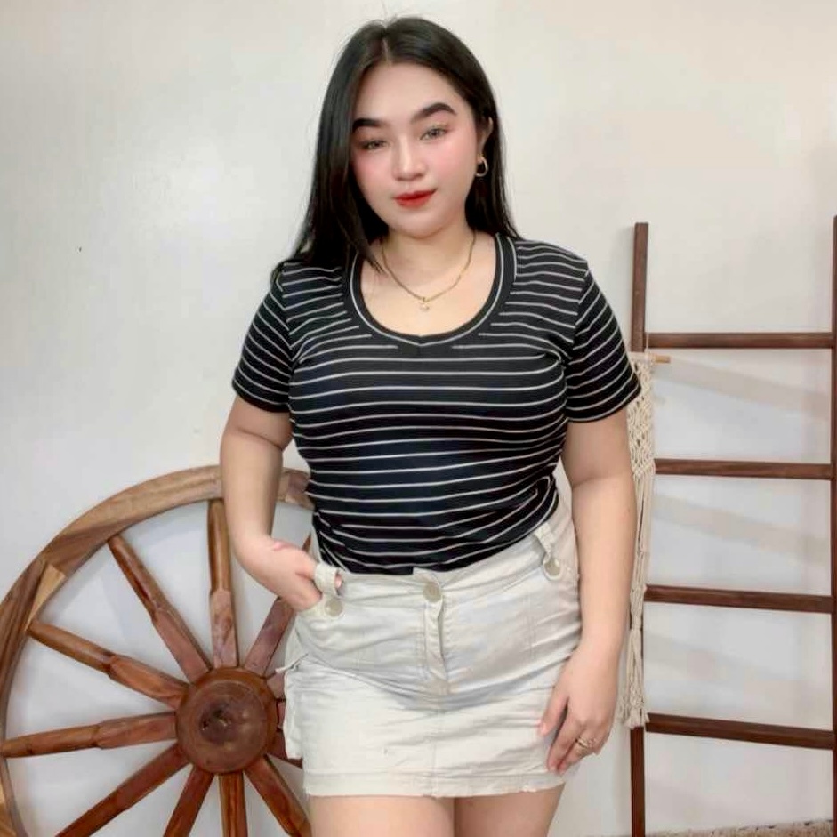 Iron Silhouette | Striped STEPHANIE M - 2XL V Neck Knitted Top ...