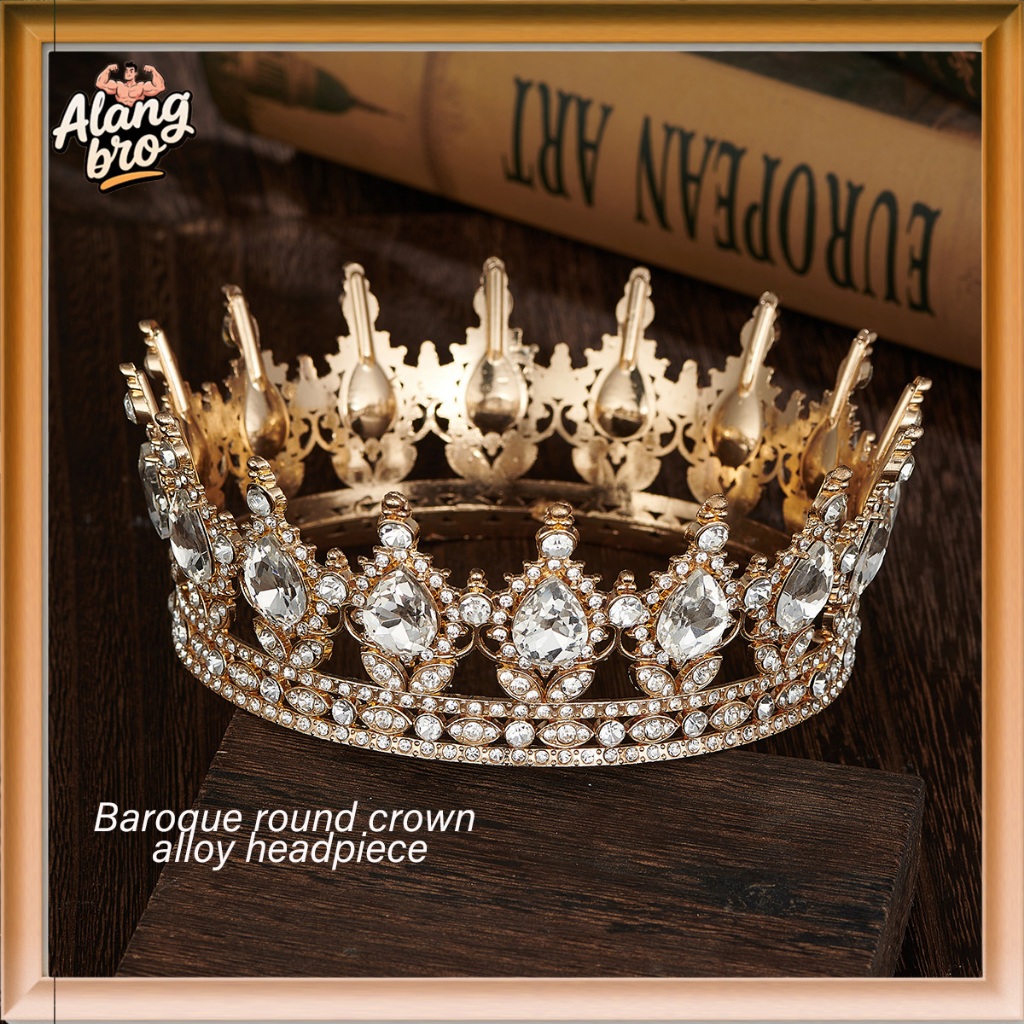 Baroque round crown alloy headpiece bridal wedding accessory birthday ...