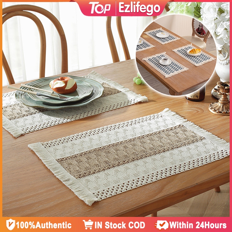 Nordic Table Mat Antifouling Cotton Linen Placemats Heat-Proof Table ...