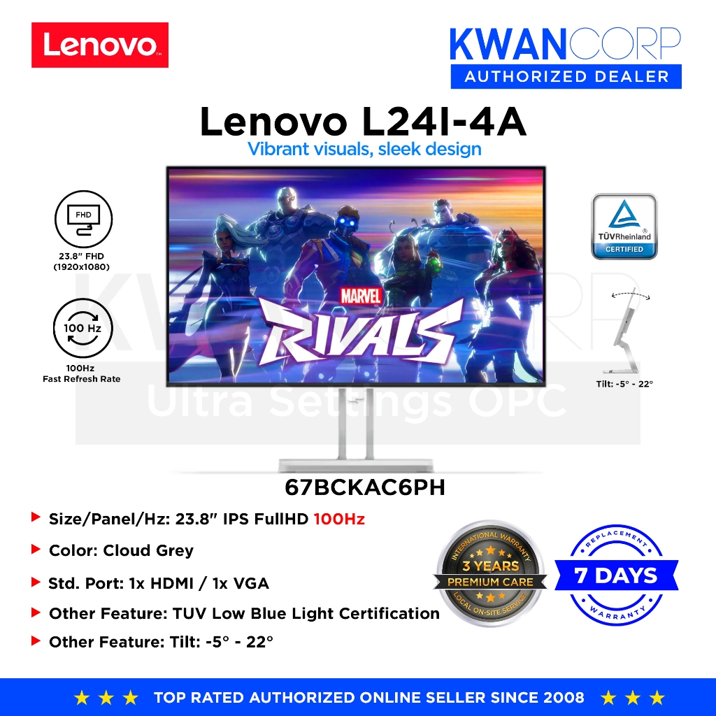 Lenovo L24I-4A 67BCKAC6PH 23.8" IPS FullHD 1920x1080 100Hz TUV Low Blue ...