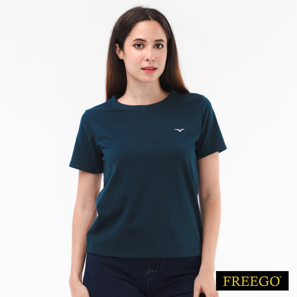 Freego Ladies Jacquard Plain Knits Short Sleeve Blouse AST12-0094 ...