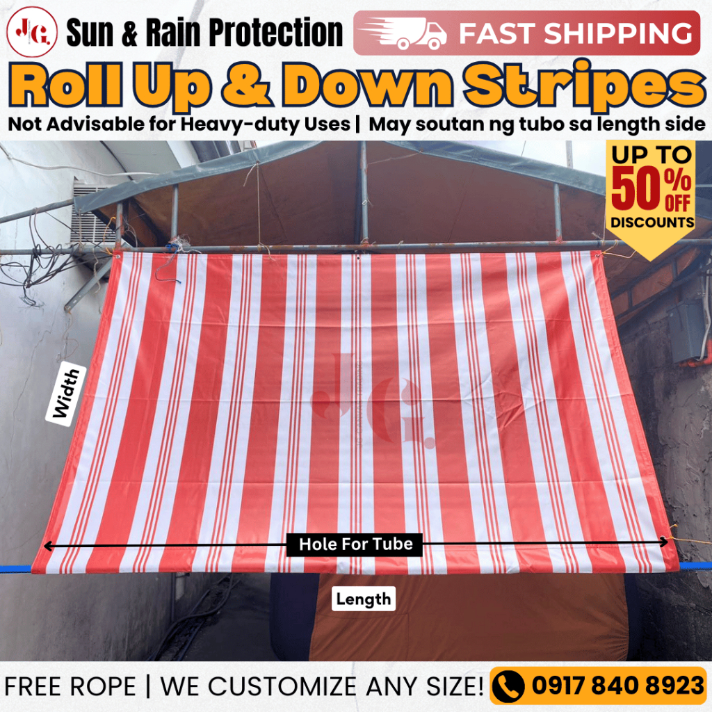 4x4ft, 4x6ft Stripes Roll Up and Down Tarpaulin 100% High Quality ...