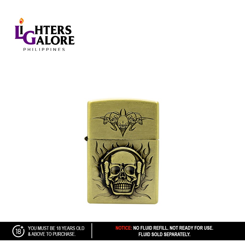 Lighters Galore - Jingling Flint Lighter (Embossed Flamming Skull with ...