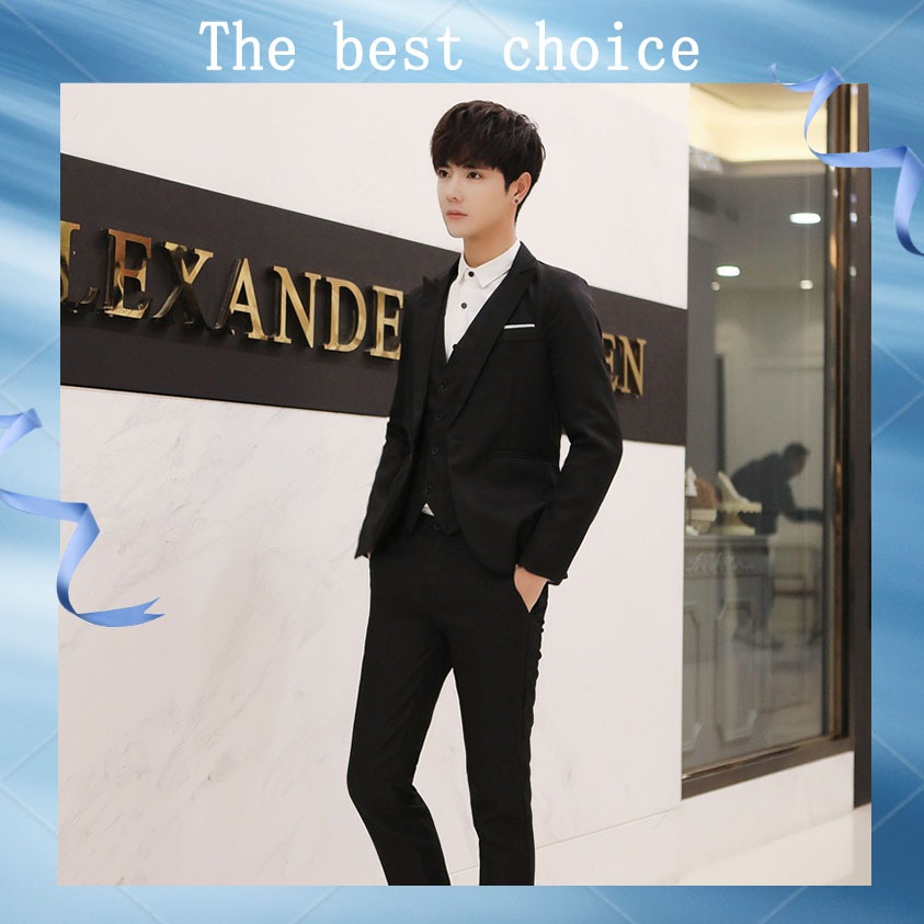 ADO (Local delivery) Men's three-piece suit, men's full set of ...