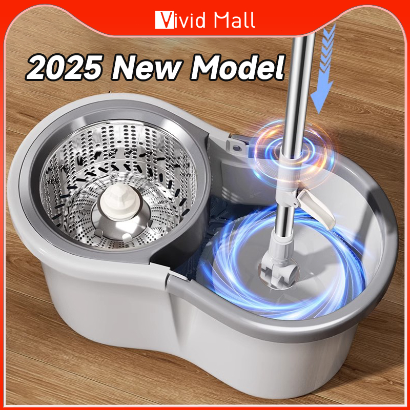 Vivid Mop with Spinner and Bucket 360° dual-drive flat rotating mop for ...