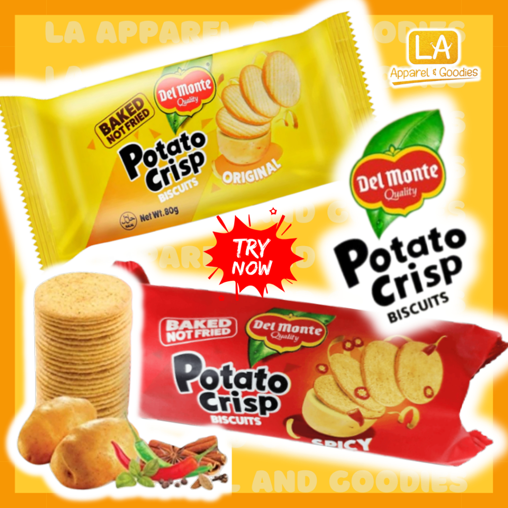 Del Monte Potato Crisp Biscuit Spicy and Original Biscuits | Shopee ...
