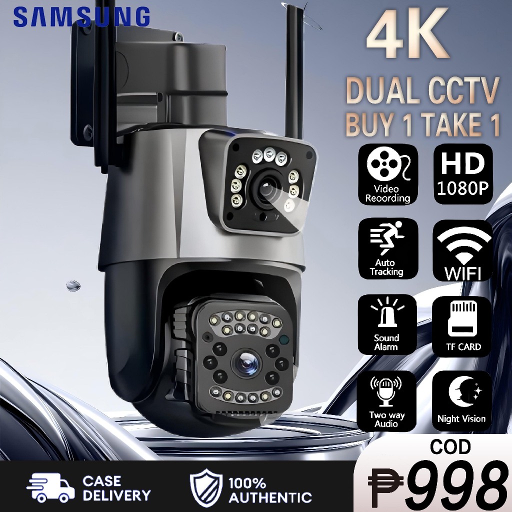 SAMSUNG AI Outdoor CCTV Camera 5K Dual Lens WiFi Connect to Cellphone ...