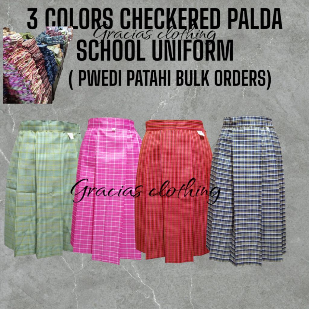 CHECKERED PALDA 3 COLORS /PLEATED SKIRT SCHOOL UNIFORM/GIRL UNIFORM ...