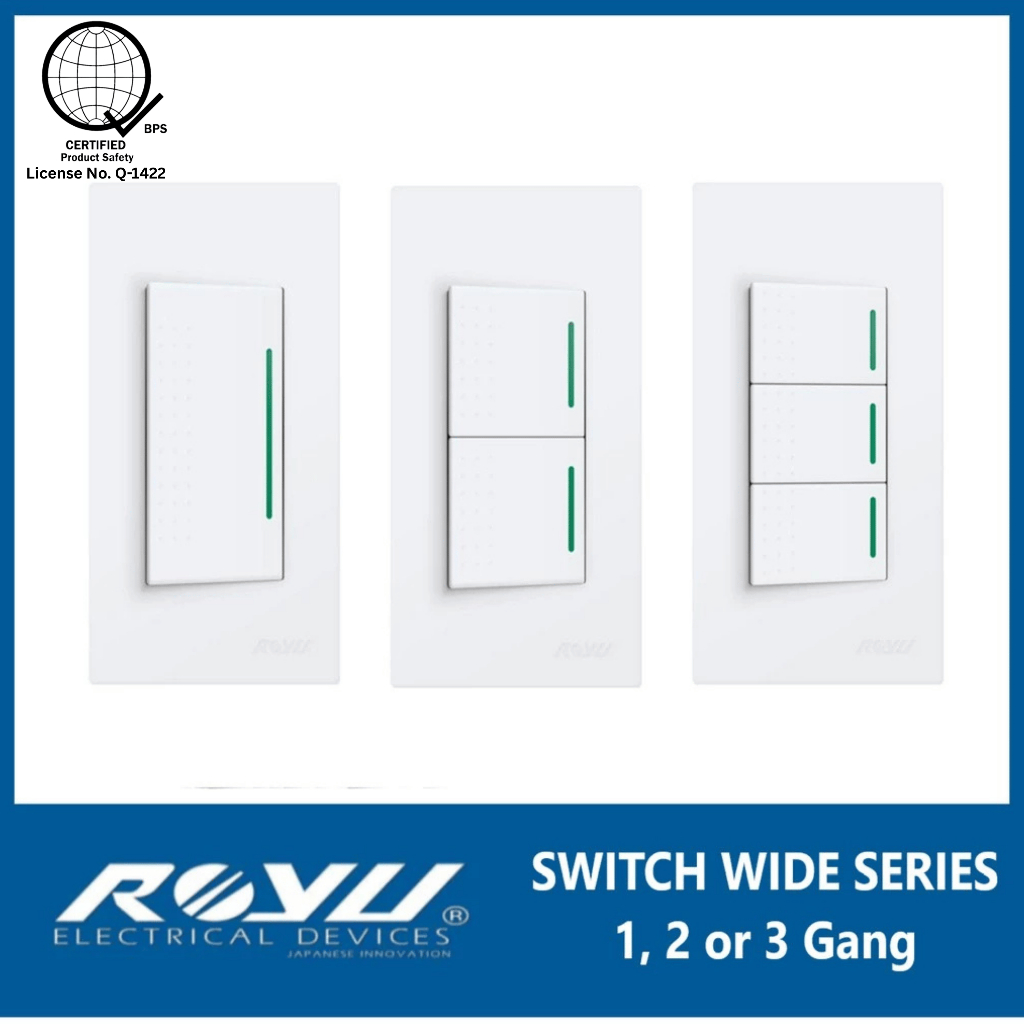 Royu Switch Wide Series 1,2,3 Gang with Reflector Original | Shopee ...
