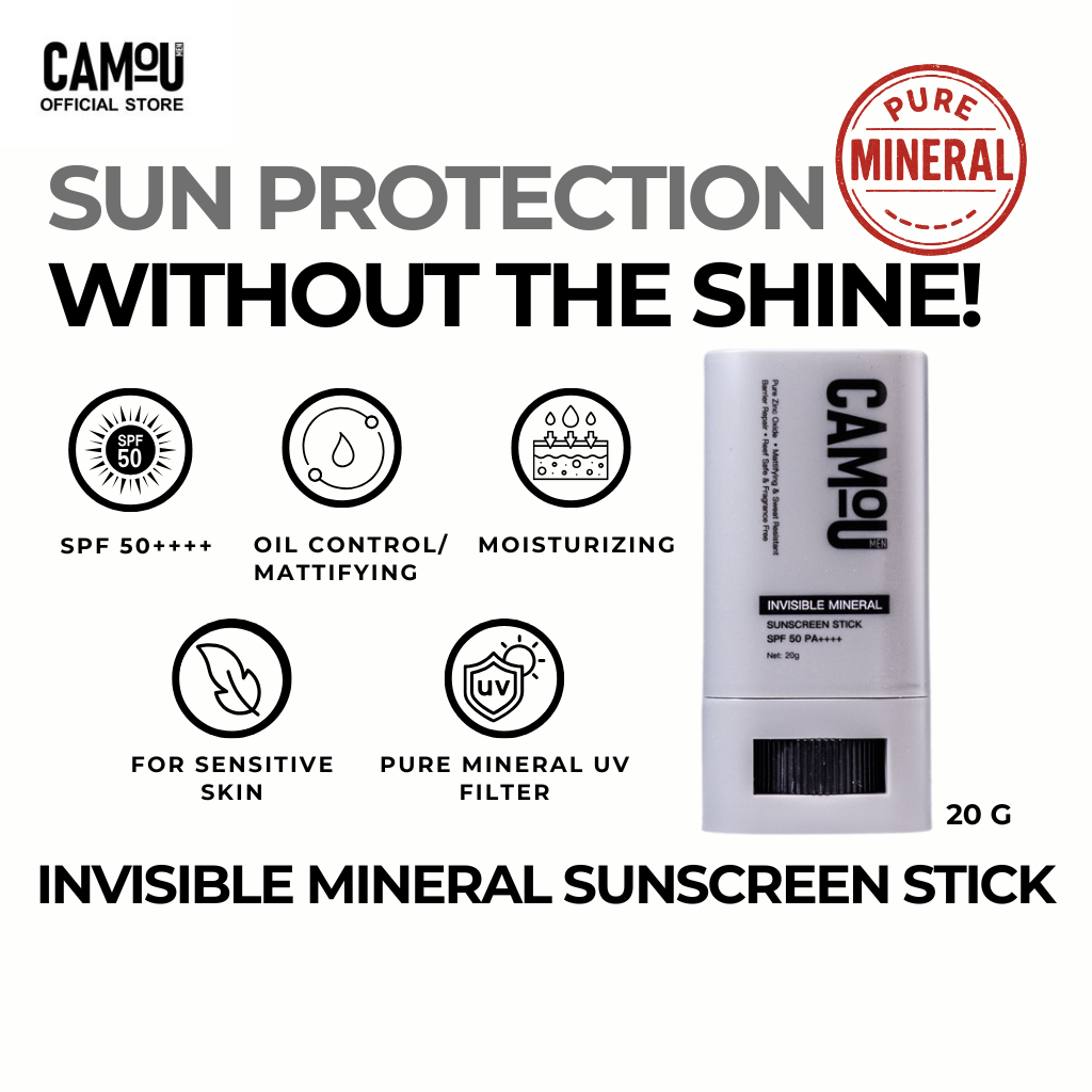 20g Camou Mineral Matte Sunscreen Stick SPF50 PA++++ Zinc Oxide ...