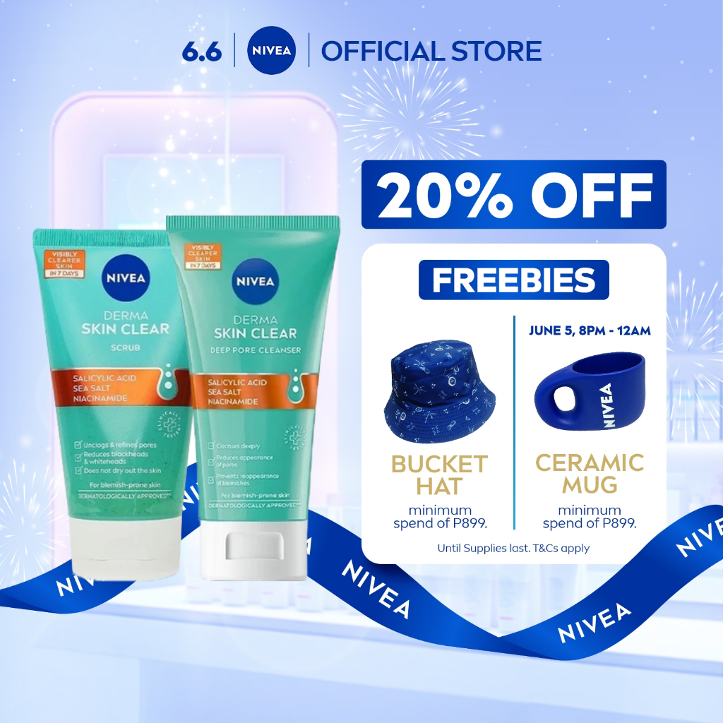 NIVEA Face Cleanser Derma Skin Clear (Cleanser + Scrub) | Shopee ...
