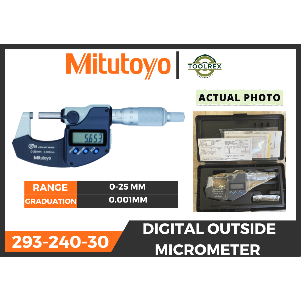 MITUTOYO DIGITAL OUTSIDE MICROMETER 293-240-30 (0-25mm / 0.001mm) | Shopee Philippines