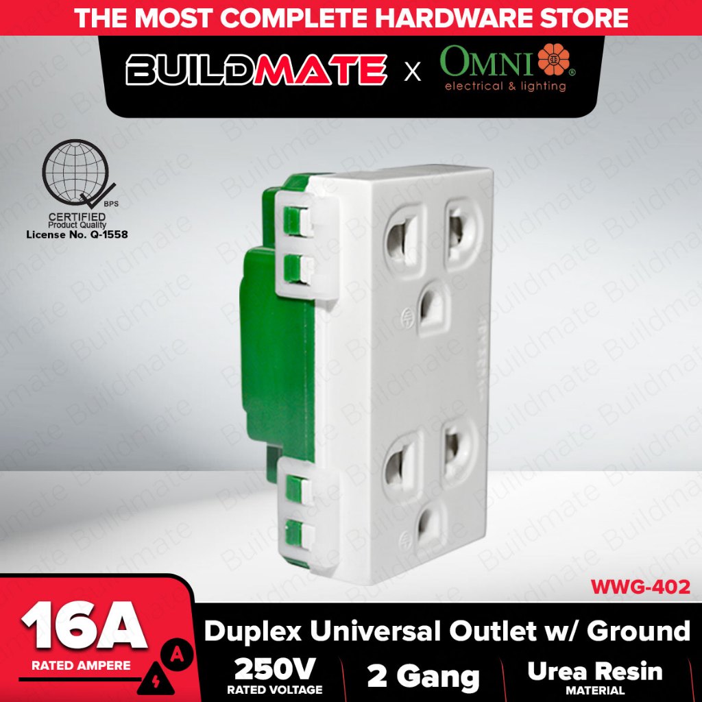 BUILDMATE OMNI Duplex Universal Outlet w/ Ground 16A WWG-402 | Shopee ...