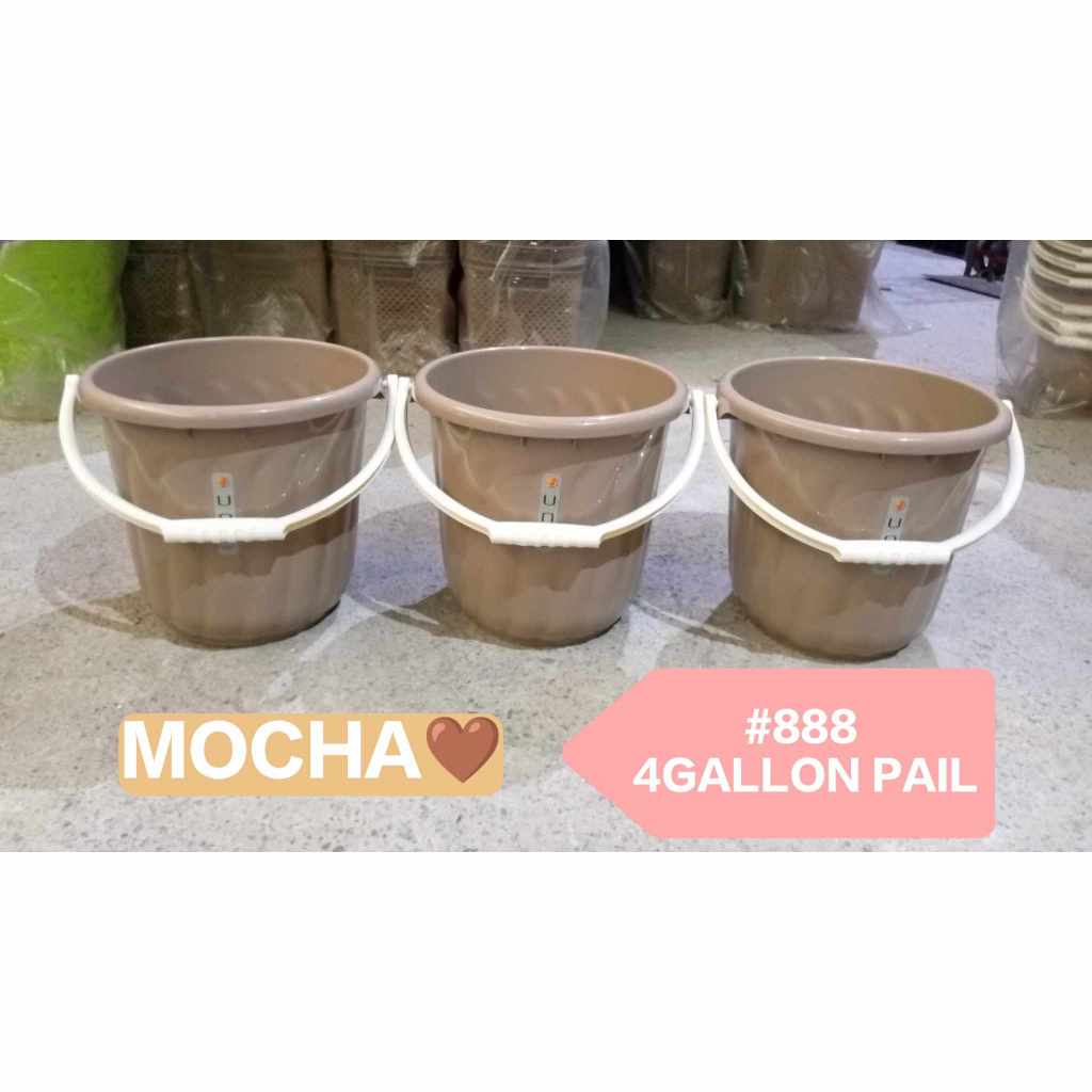 UNIGLOBAL #888 4-Gallon Plastic Pail – Mocha | Heavy Duty Timba with ...
