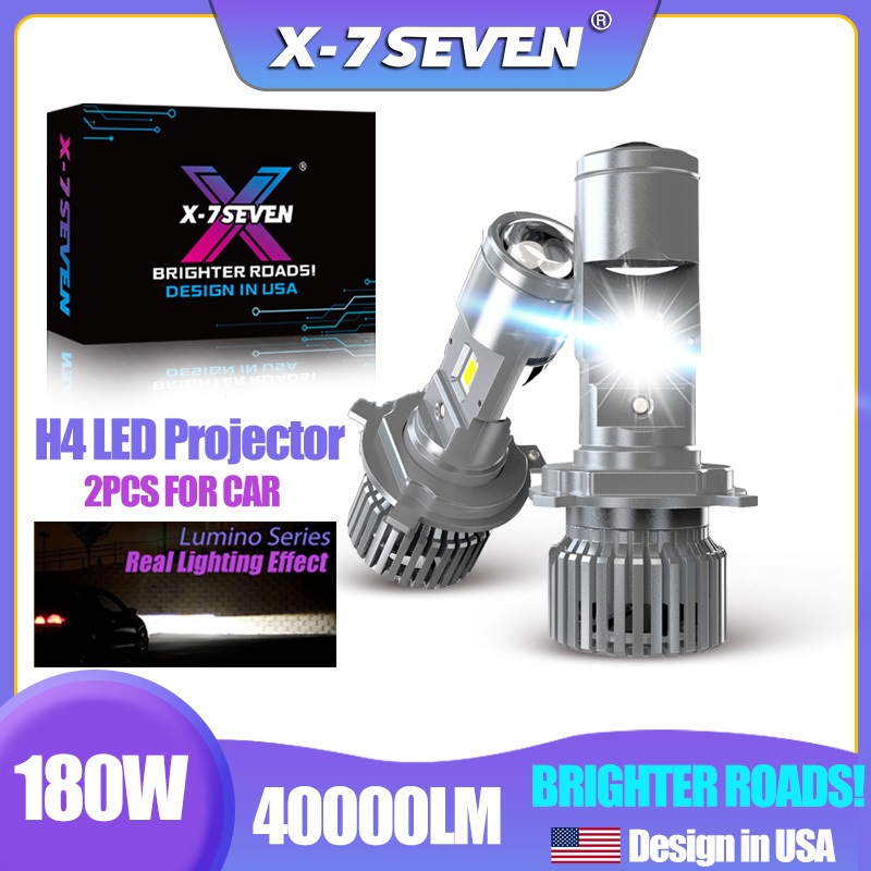 X-7SEVENUSA 2PCS 180W 40000LM Car H4 H7 HB3 HB4 H11 LED Headlight Projector 6500K LHD LENS Mini ...