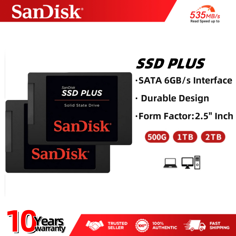 SanDisk SSD PLUS 2.5" 1TB 480GB 240GB SATA III Internal Solid State Drive 10 Years Warranty ...