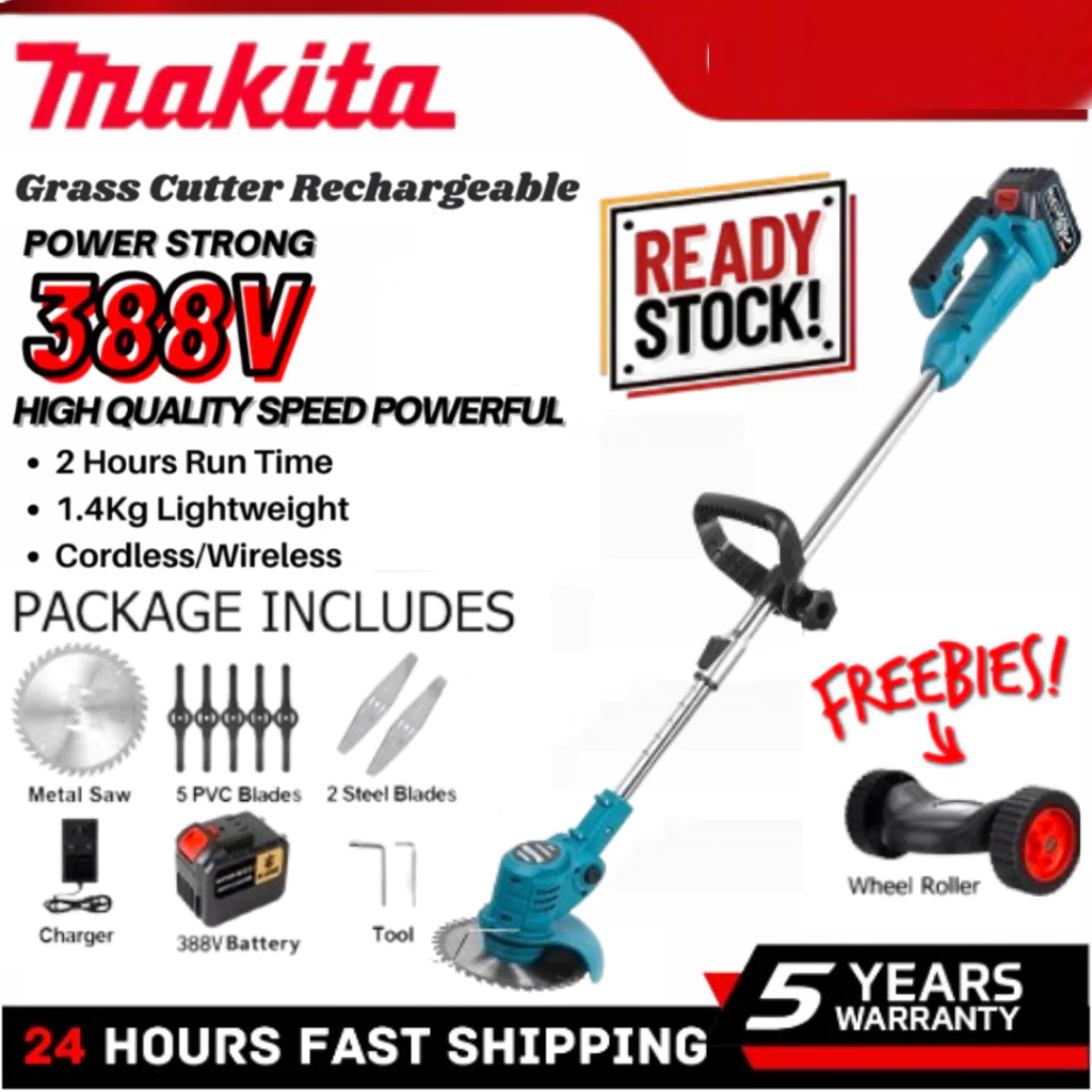 Makita 388V Powerful Cordless Grass Cutter Rechargeable Lithium Battery Grass Trimmer Lawn Mower ...