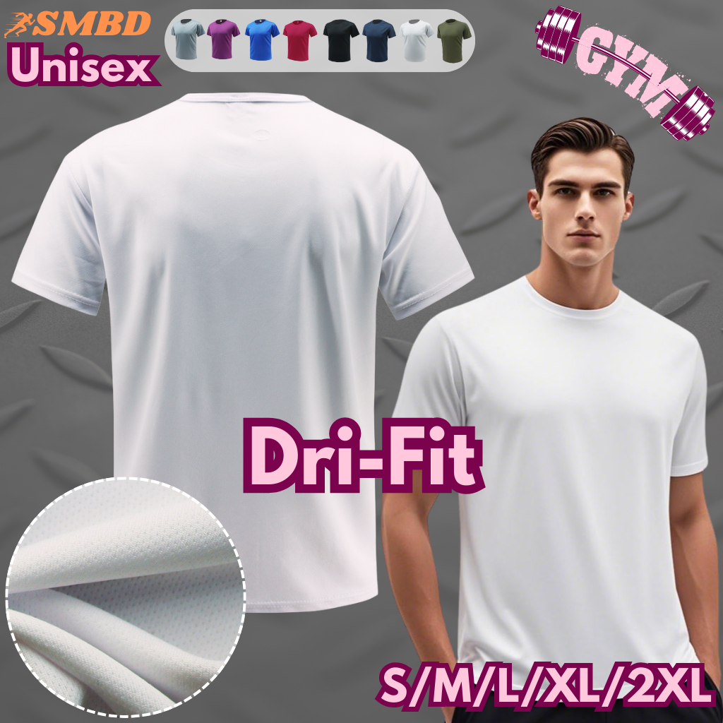 SMBD Dri Fit Plain White T Shirt for Men Active Dry Gym Running Top ...