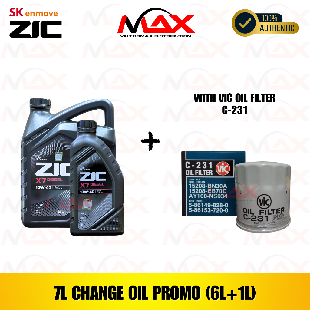 SK-ZIC 7 Liters X7 10W-40 DSL with C-231 Vic Oil Filter Fully Synthetic ...