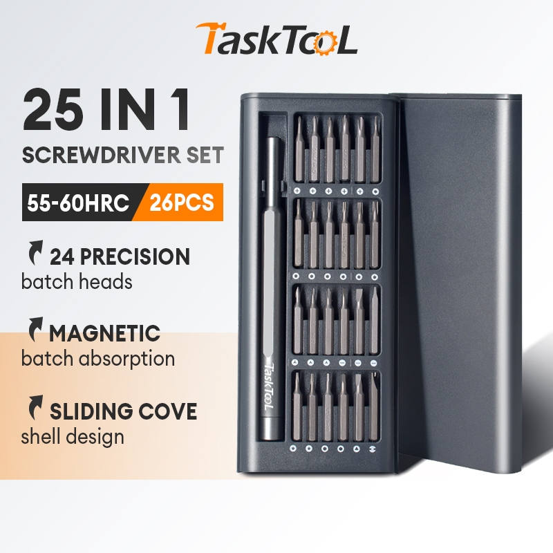TASKTOOL Screw Driver Set 26 in 1 Manual Screwdriver Kit Magnetic Bits ...