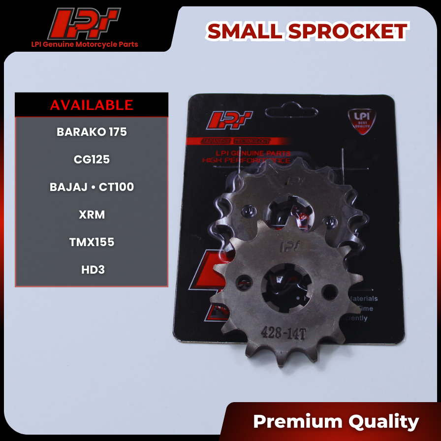 LPI MOTORCYCLE SPROCKET SMALL (13T, 14T, 15T, 16T) BARAKO175/CG125/BAJAJ-CT100/XRM/HD3/TMX155 ...
