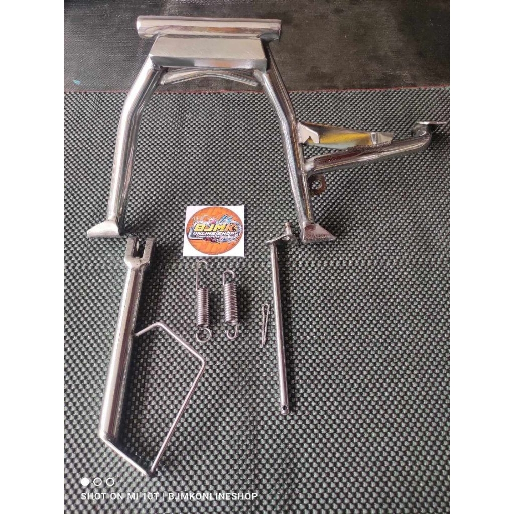 STAINLESS CENTER STAND SIDE STAND FREE EHE (17s)(HONDA CLICK V1 V2 125/ ...