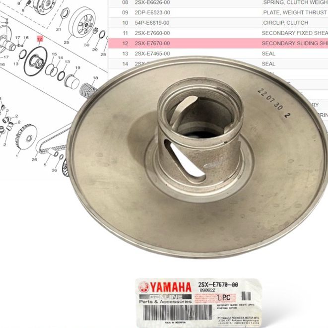 SECONDARY SLIDING SHEAVE 2SX-E7670-00 (FEMALE TORQUE DRIVE) MIO i 125 ...