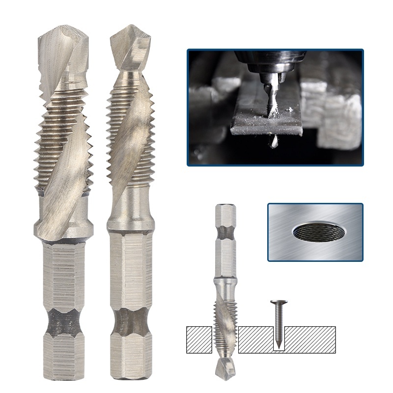 6 Pack Combination Drill and Tap Bit Set Screw Tap Drill Bits Shank HSS ...
