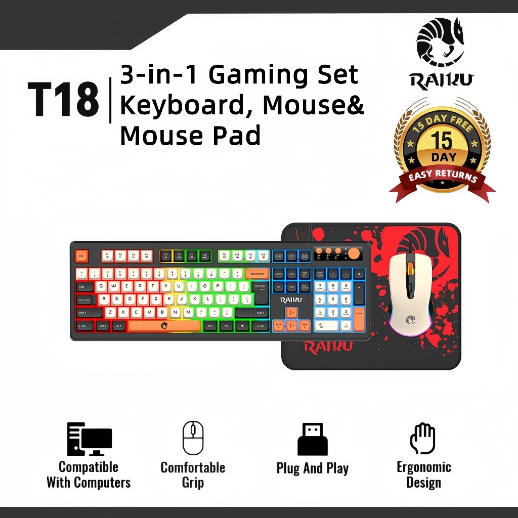 Zeus x Raiku T18 Gaming Combo: 3-in-1 Keyboard + Mouse + Mousepad | RGB ...