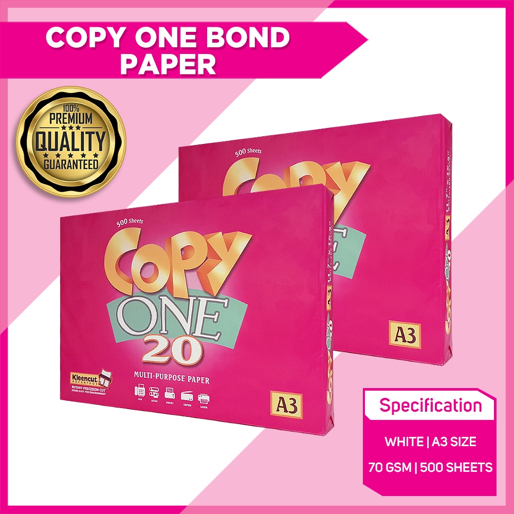 500 sheets COPY ONE Bond Paper A3 Size 70gsm per ream | Shopee Philippines
