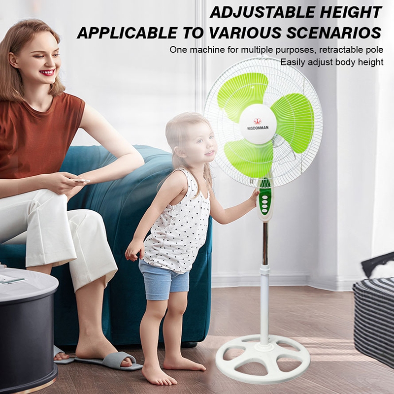 WISDOMMAN 16" WSF-1602 Stand Fan Strong Wind Multifunction Portable ...