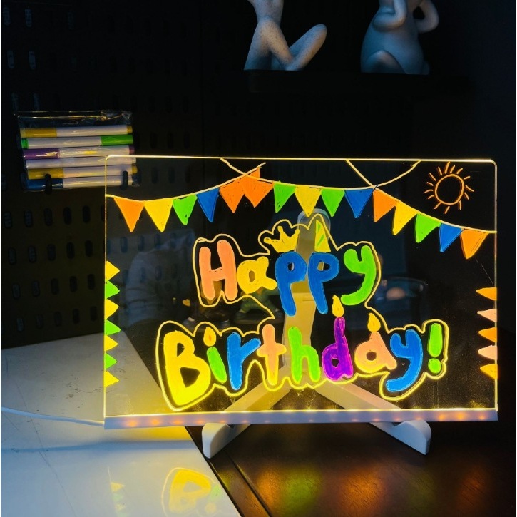 Clear Acrylic Message Board LED Luminous Erasable Clipboard Acrylic ...