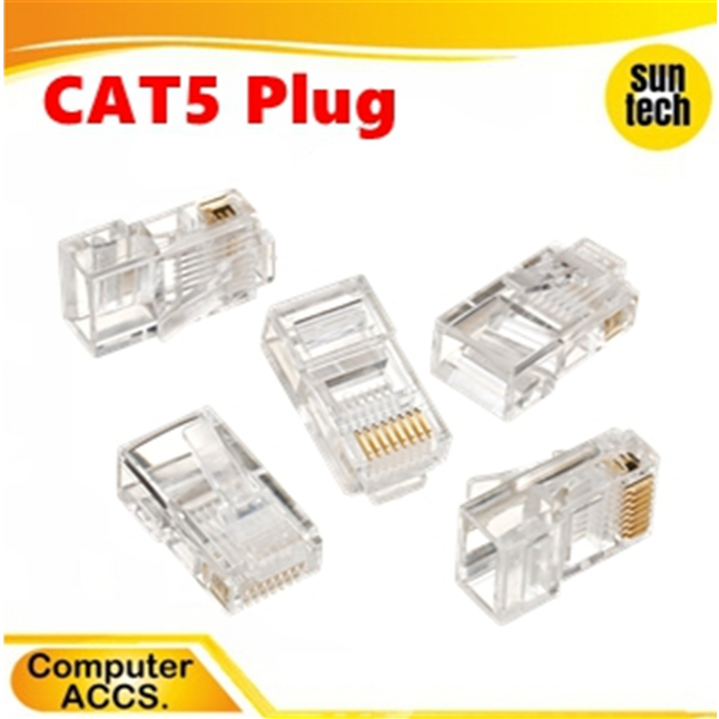 CAT5 RJ45 Gold-Plated Connector 8P8C Pins Ethernet Cable Header Plug ...