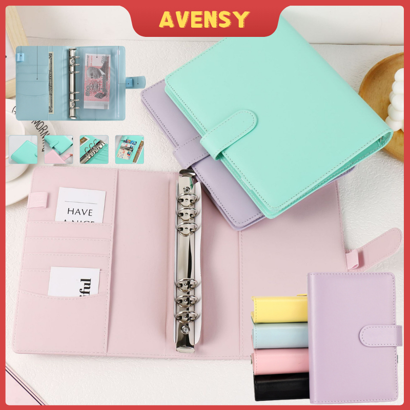 6 holes Macaron binder leather A5/A6 photocard album binder money ...