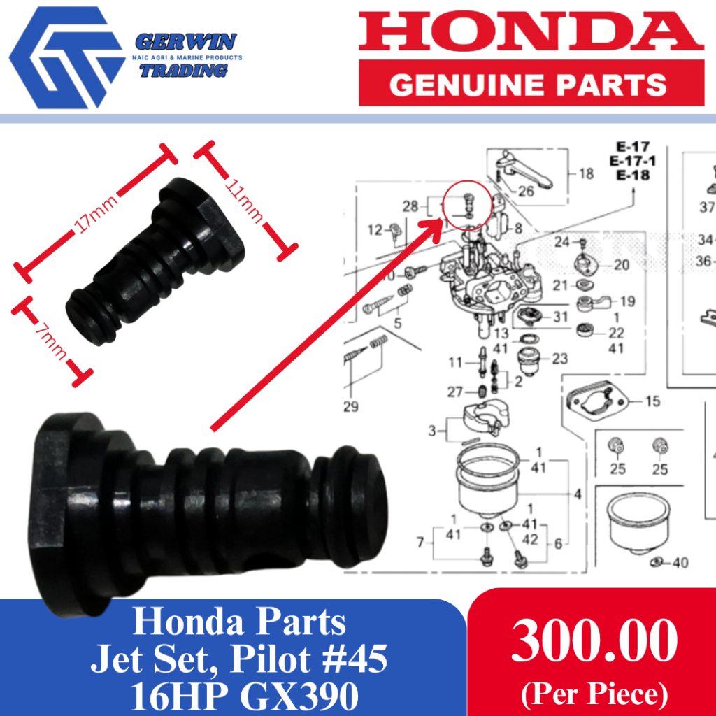 Honda Parts Jet Set, Pilot #45 16HP GX390 | Shopee Philippines