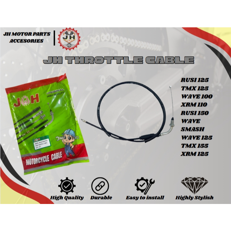 JH Heavy-Duty Motorcycle Throttle Cable for RUSI 125 TMX 125 Wave 100 ...