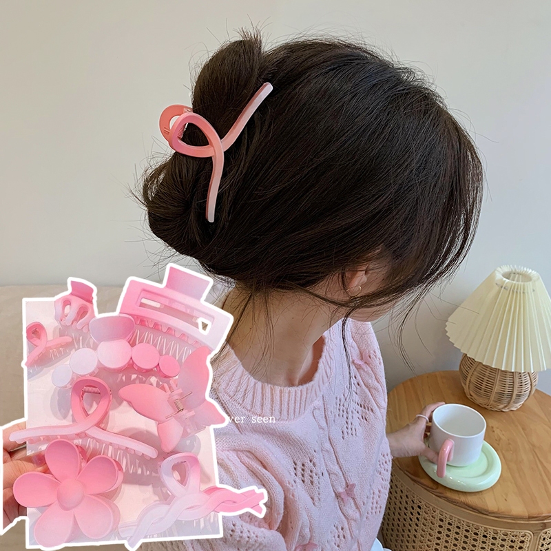 8 Pcs Set Matte Acrylic Hair Clamps korean hair clamps bundle set pink ...