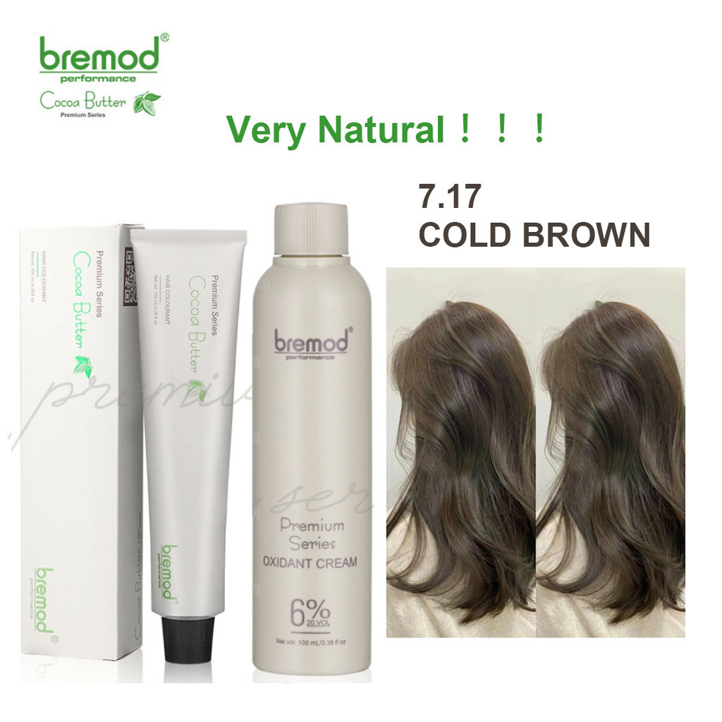 Bremod Premium 7.17 Cold Brown Hair Color With Oxidizing Cream Fashion Hair Dye BR-R308 | Shopee ...
