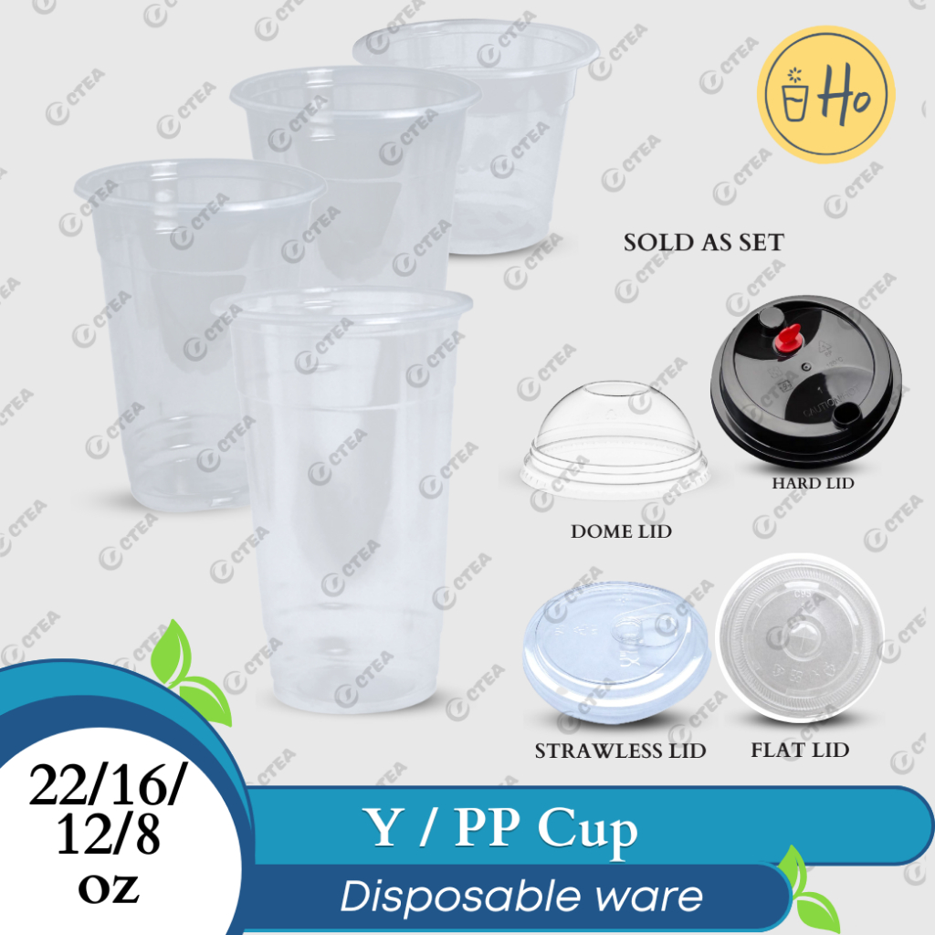 Y cup PP Cup 95 MM 100 pcs with LID / Plastic Cups/Milk Tea Cups/ Boba ...