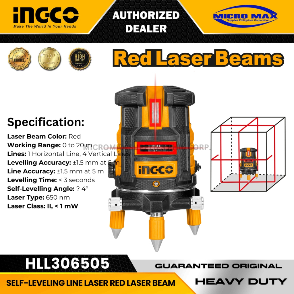 INGCO (HLL306505) Self-Leveling Line Laser Red Laser Beam | Shopee ...