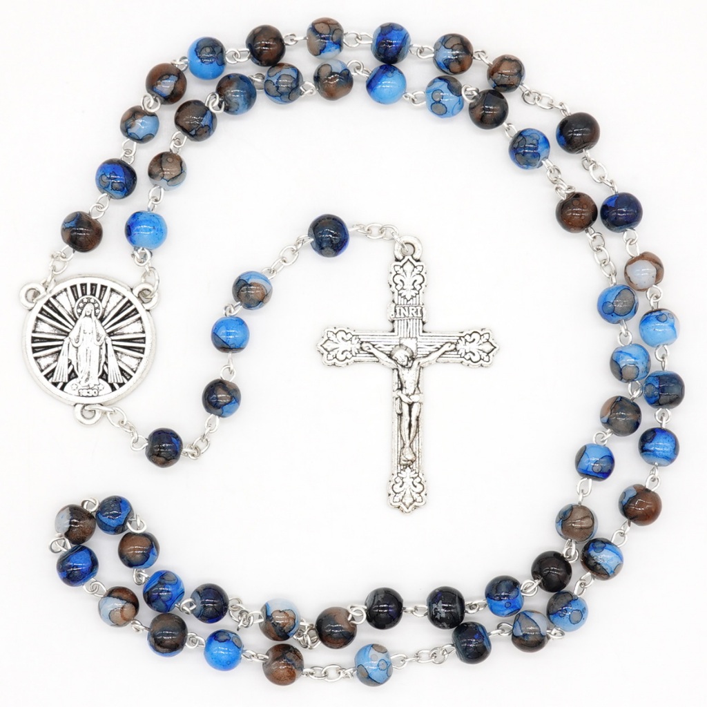 Graceful Mosaic Glass Catholic Rosary - Mama Mary , Guadalupe, Divine ...