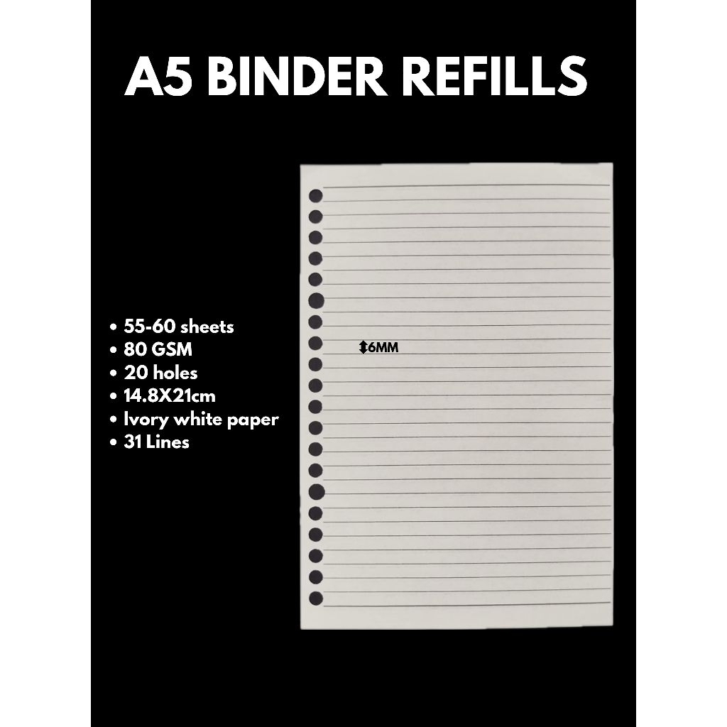 A5 Binder Refills (6mm) | Shopee Philippines