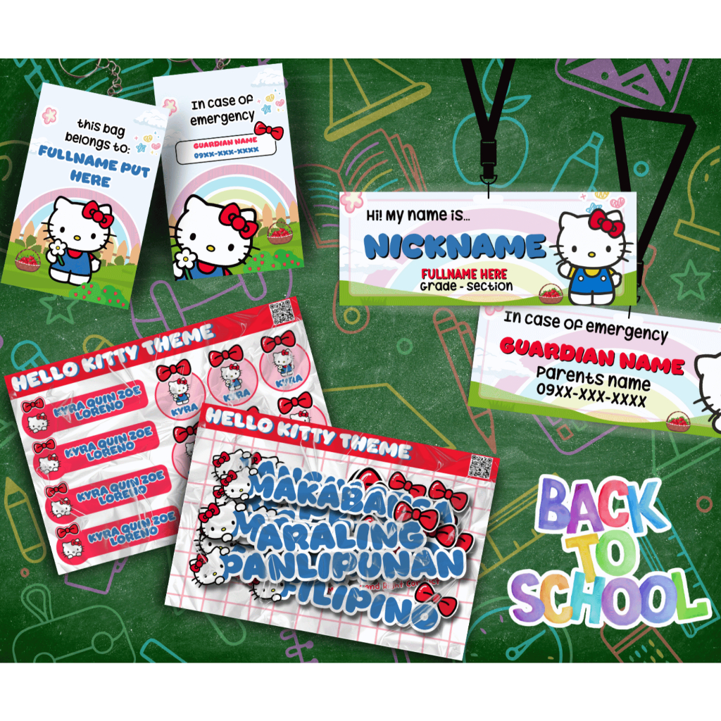 Back to School SET (Name & Bag Tag + Name & Subject and Stickers ...